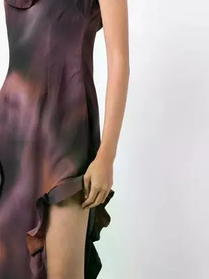 Rokh Abstract Ruffle Midi Dress
