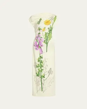 Oscar De La Renta Off-the-shoulder Draped Jersey Maxi Dress - Butter Multi