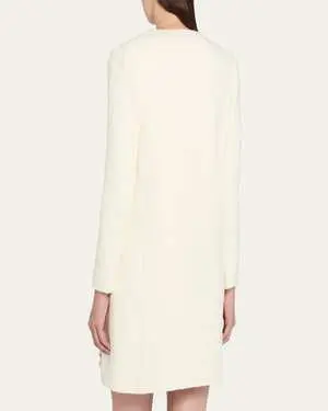 Oscar De La Renta Foxglove Embroidered Tweed Collarless Jacket