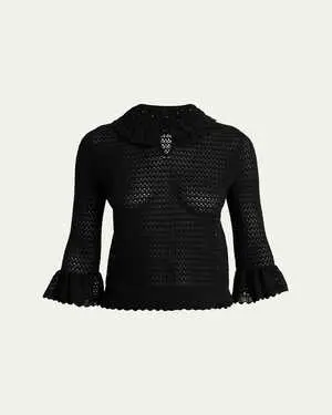 Chloé Lace Crochet Wool-blend Blouse