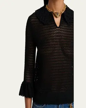 Chloé Lace Crochet Wool-blend Blouse