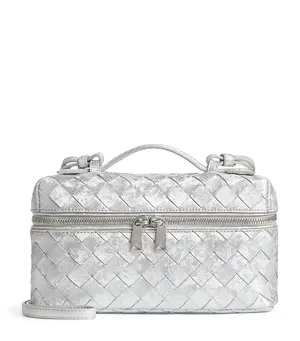 Bottega Veneta Leather Vanity Case Bag - Silver
