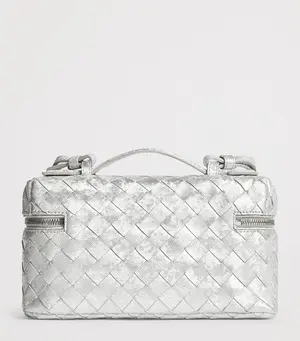 Bottega Veneta Leather Vanity Case Bag - Silver