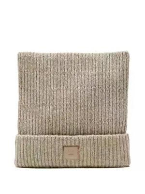 Acne Studios Ribbed Face-patch Beanie - Neutrals