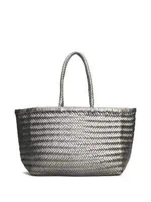 Dragon Diffusion Woven Leather Tote Bag - Silver