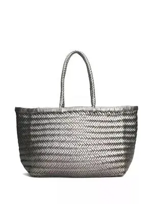 Dragon Diffusion Woven Leather Tote Bag - Silver