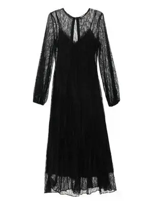 TWINSET Lace-overlay Long-sleeved Dress - Black