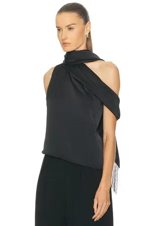 Monse Sleeveless Asymmetric Scarf Top