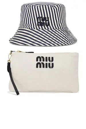Miu Miu Reversible Bucket Hat Set - Naturale & Baltico