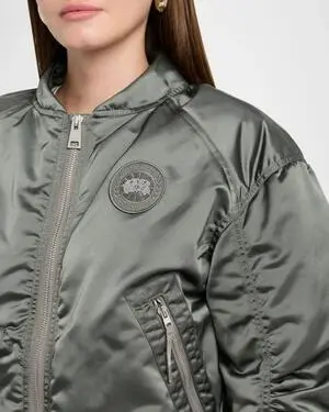 Canada Goose Jade Down Satin Bomber Jacket - Sagebrush
