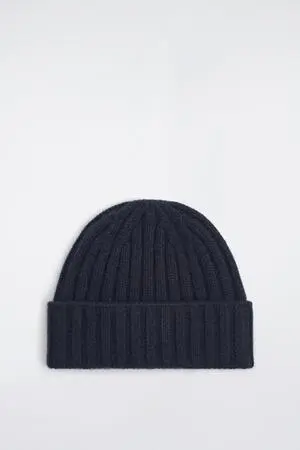 Cos Chunky Ribbed Cashmere Beanie - Navy