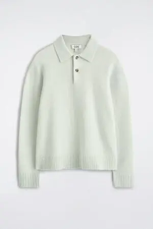 Cos Brushed-wool Polo Shirt - Blue