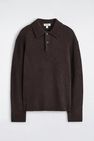 Cos Brushed-wool Polo Shirt Brown