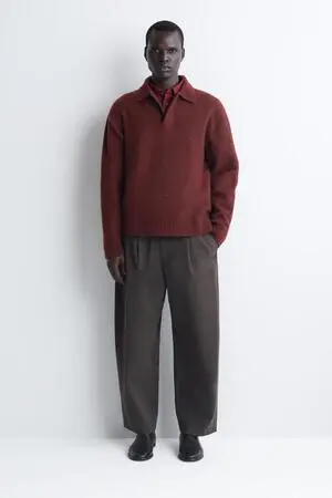 Cos Brushed-wool Polo Shirt - Red