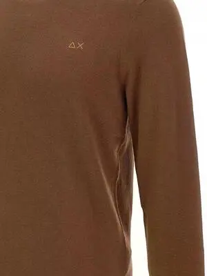 SUN 68 Logo-embroidered Ribbed-cuff Sweater - Brown