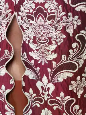 Farm Rio Patterned Jacquard Scallop-hem Midi Skirt - Red