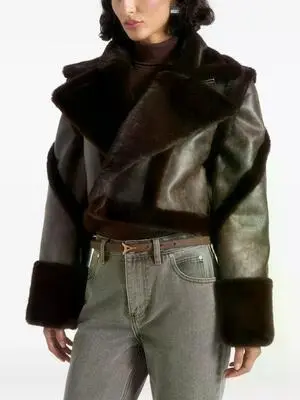 Manière De Voir Detachable-sleeves Faux-leather & Plush Jacket