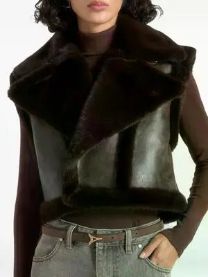 Manière De Voir Detachable-sleeves Faux-leather & Plush Jacket