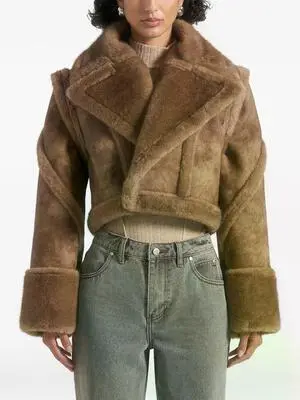 Manière De Voir Kena Suede-effect Jacket With Detachable Sleeves - Neutrals
