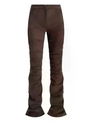 Manière De Voir Caroline Tacked Suede Fit & Flare Trousers - Brown