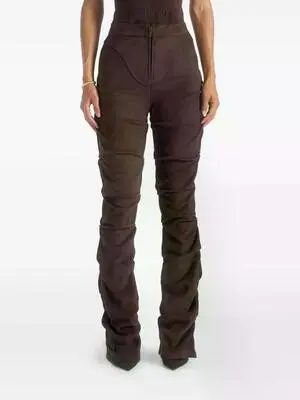 Manière De Voir Caroline Tacked Suede Fit & Flare Trousers - Brown