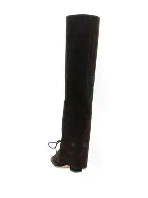 Paris Texas 100mm Jane Fold Over Lace-up Boots - Brown