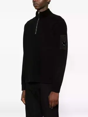 C.P. COMPANY Lens-detail Half-zip Sweater - Black
