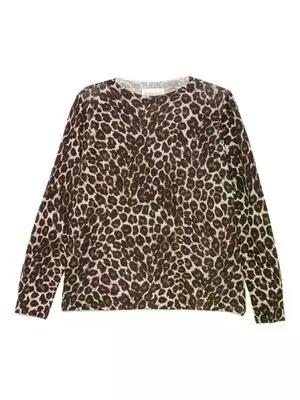 Eric Bompard Leopard-print Round-neck Sweater