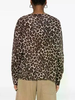 Eric Bompard Leopard-print Round-neck Sweater