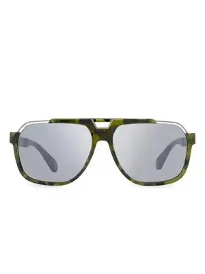 Philipp Plein Cutout Bridge Navigator Sunglasses - Green