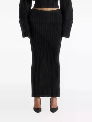 Manière De Voir Lyra Foldover-waist Knit Maxi Skirt - Black