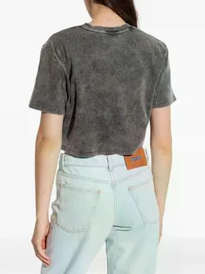 Off-White Logo-embroidered Ribbed T-shirt - Grey