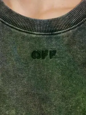 Off-White Logo-embroidered Ribbed T-shirt - Grey