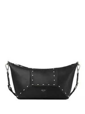 JIMMY CHOO Diamond-studded Zip Shoulder Bag - Black