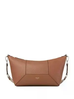 JIMMY CHOO Calfskin Messenger Bag With Zip Detail - Brown