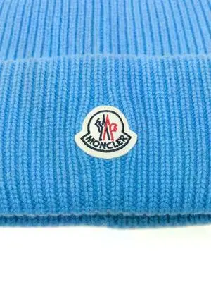 Moncler Logo-appliqué Beanie - Blue