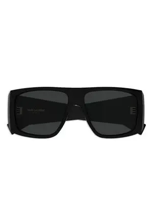 Saint Laurent Rectangle Logo Sunglasses - Black