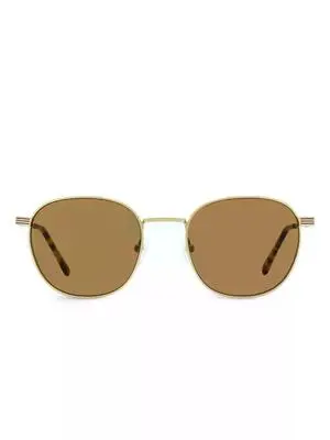 Lacoste Striped Oval-frame Sunglasses - Gold