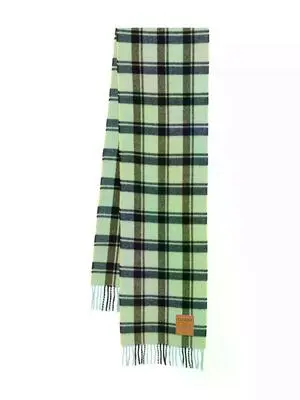 GANNI Checked Fringed Scarf - Green