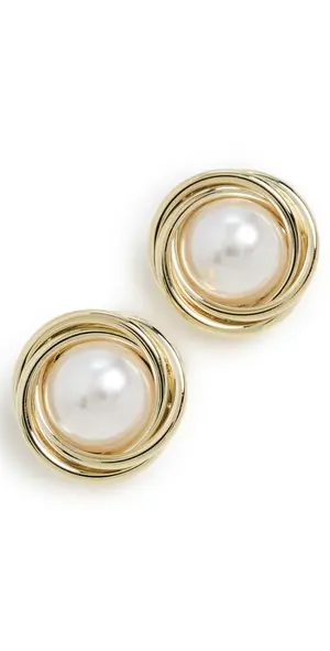 BY ADINA EDEN Pearl Stud Earrings - Pearl White