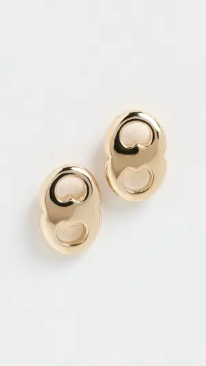 Tory Burch Gemini Link Stud Earrings - Light Brass
