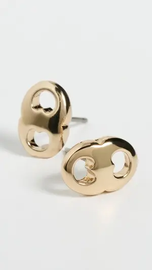 Tory Burch Gemini Link Stud Earrings - Light Brass