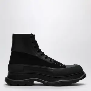 Alexander Mcqueen Canvas Tread Slick Boots In Black - 55 