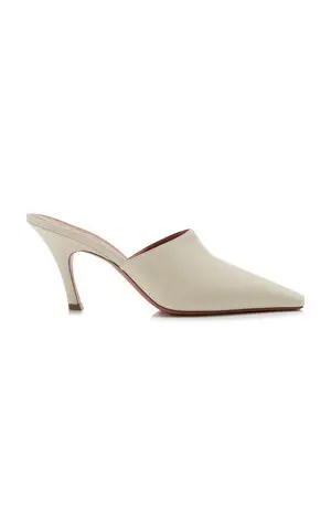 Amina Muaddi Jamie Leather Mules - Ivory