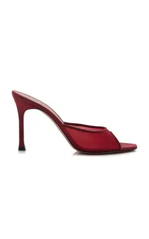 Amina Muaddi Alexa Mesh Mules - Red