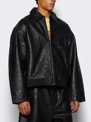 NAHMIAS Leather Star Oversized Bomber