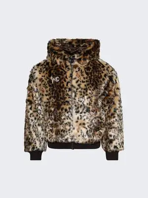 THUG CLUB Leopard Fur Jacket