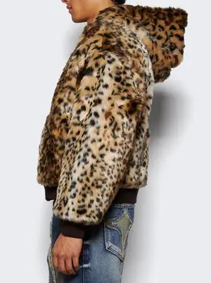 THUG CLUB Leopard Fur Jacket