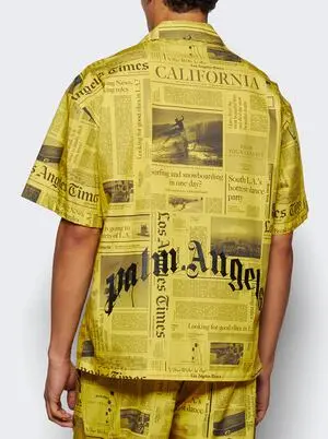 Palm Angels X La Times News Shirt And Black - Yellow