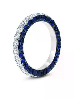 GRAZIELA 18kt White Gold Sapphire And Diamond Three-sided Band Ring - Silver